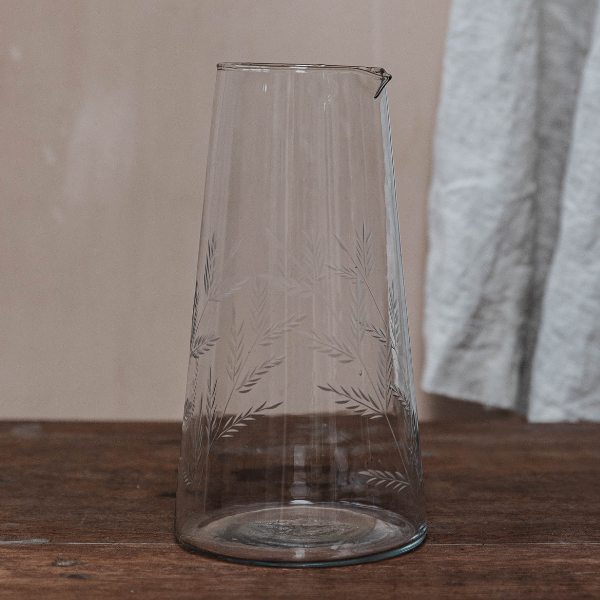 Fern Etched Tapered Glass Jug – Gathered Living